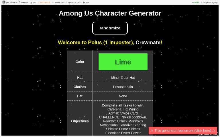 Among Us Character Generator