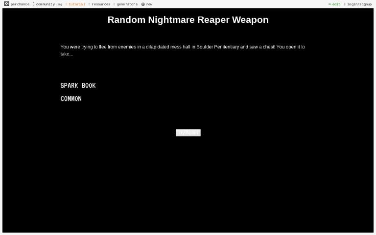 Random Nightmare Reaper Weapon ― Perchance Generator