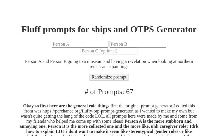 Fluff prompts for ships and OTPS Generator