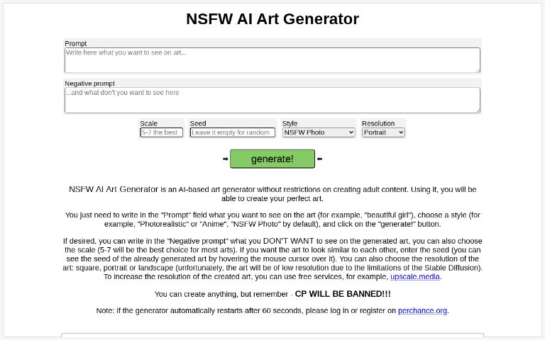 NSFW AI Art Generator ― Perchance