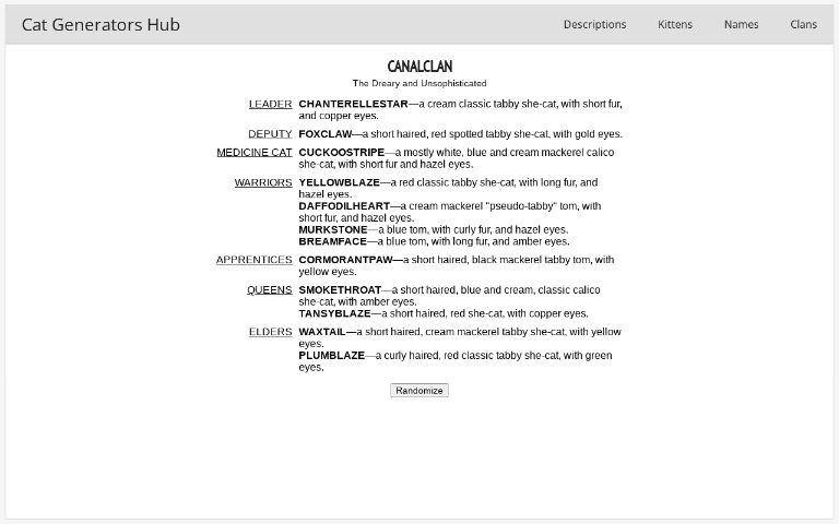 Warrior Cat Clan Generator