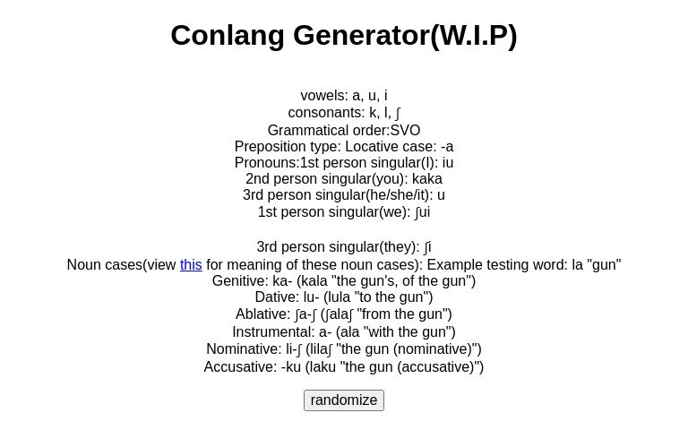 Conlang Generator(W.I.P)
