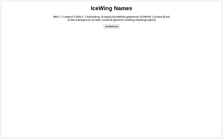 IceWing Names ― Perchance Generator