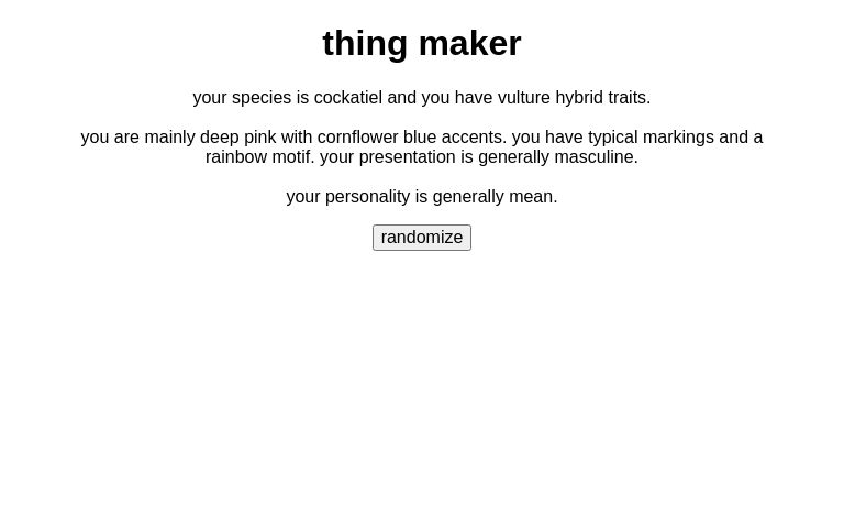 thing maker ― Perchance Generator