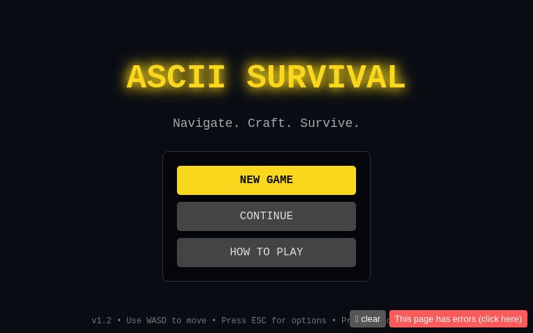 ASCII SURVIVAL ― Perchance Generator