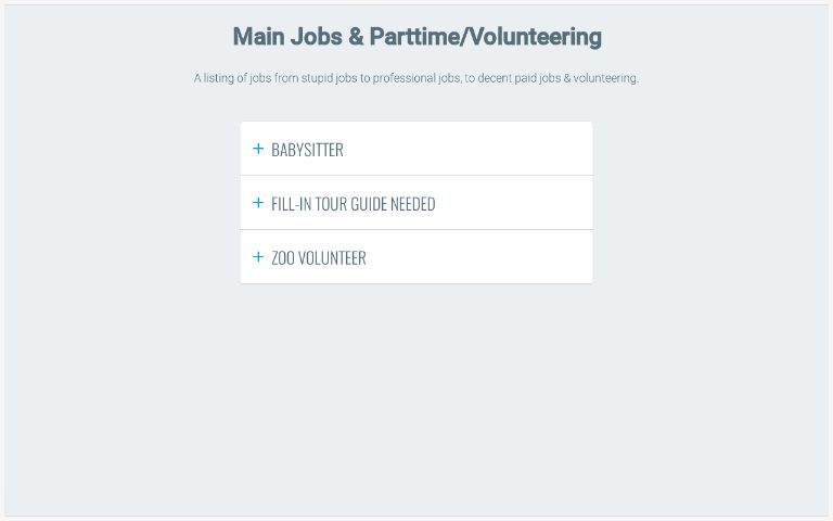 Main Jobs & Parttime/Volunteering ― Perchance Generator