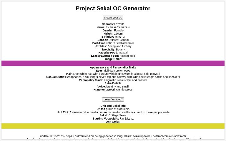 Project Sekai OC Generator