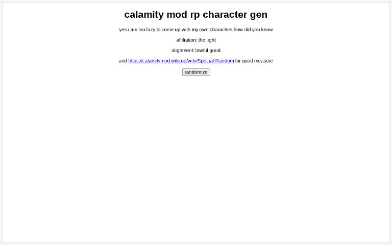 calamity mod rp character gen ― Perchance Generator