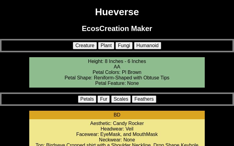 Hueverse ― Perchance Generator