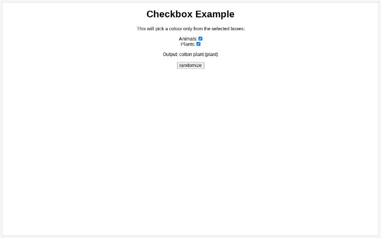 Checkbox Example ― Perchance Generator