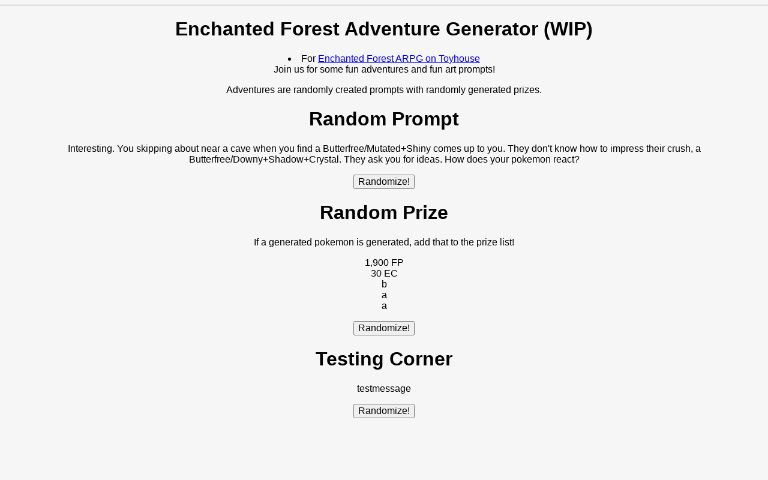 Enchanted Forest Adventure Generator (WIP)
