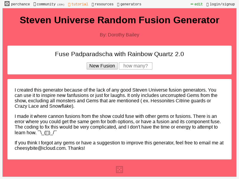 Steven Universe Random Fusion Generator