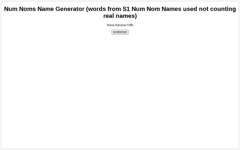 Num Nom Name Generator (words from S1 Num Nom Names used not counting ...