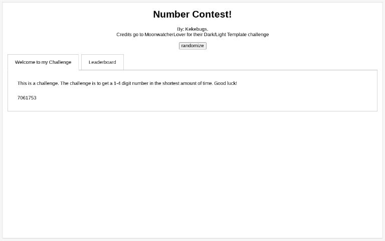 Number Contest! ― Perchance Generator