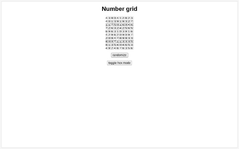 Number grid ― Perchance Generator