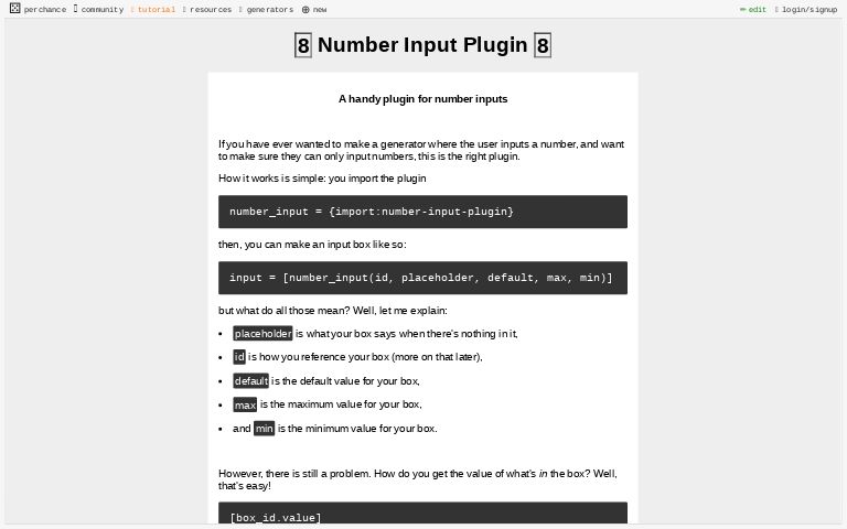 ︎ Number Input Plugin ︎