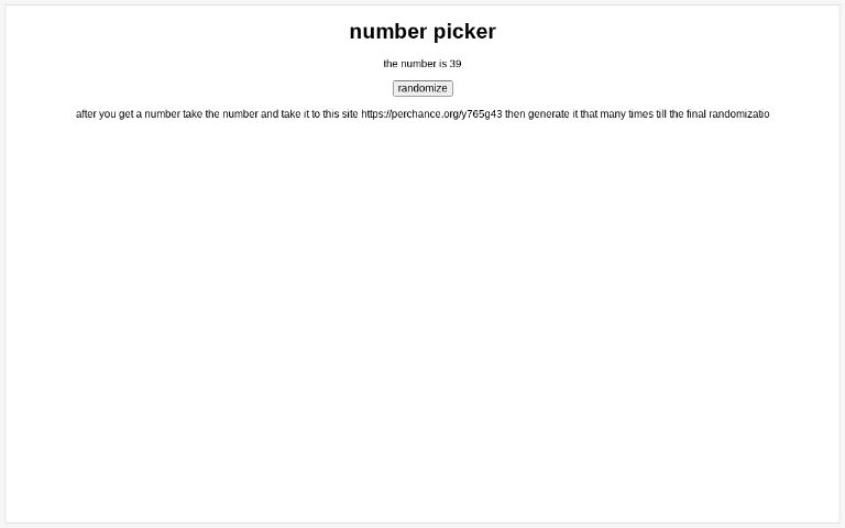 number picker ― Perchance Generator