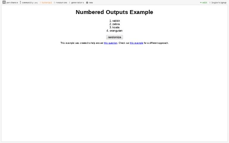 Numbered Outputs Example ― Perchance Generator