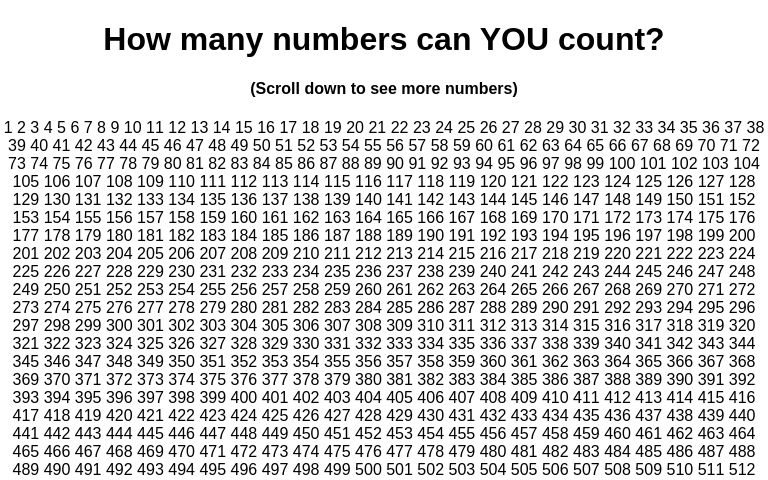How many numbers can YOU count? ― Perchance Generator