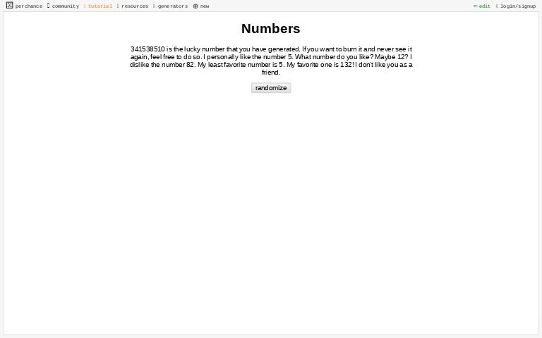 Numbers ― Perchance Generator