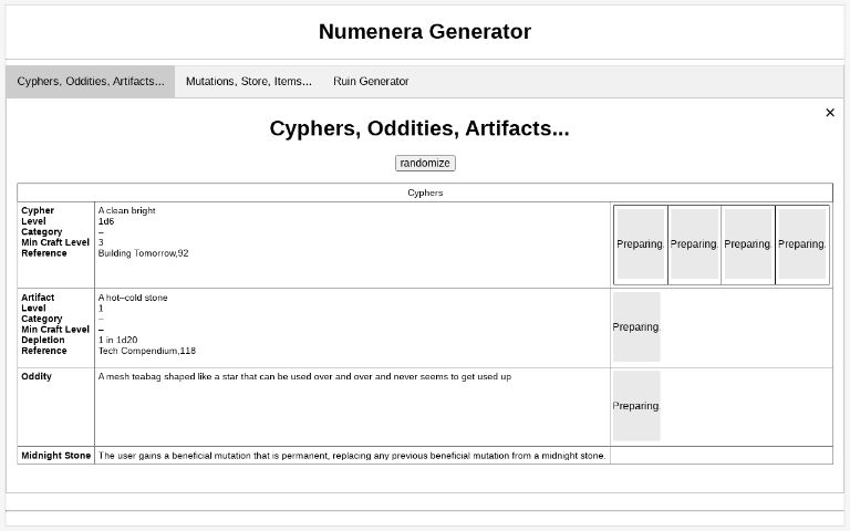 Numenera Generator