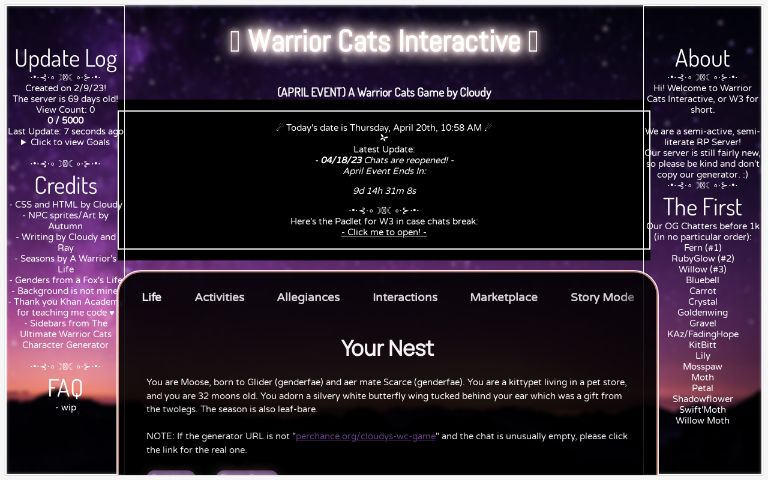 Warrior Cats Interactive ― Perchance Generator