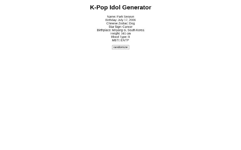 K-Pop Idol Generator