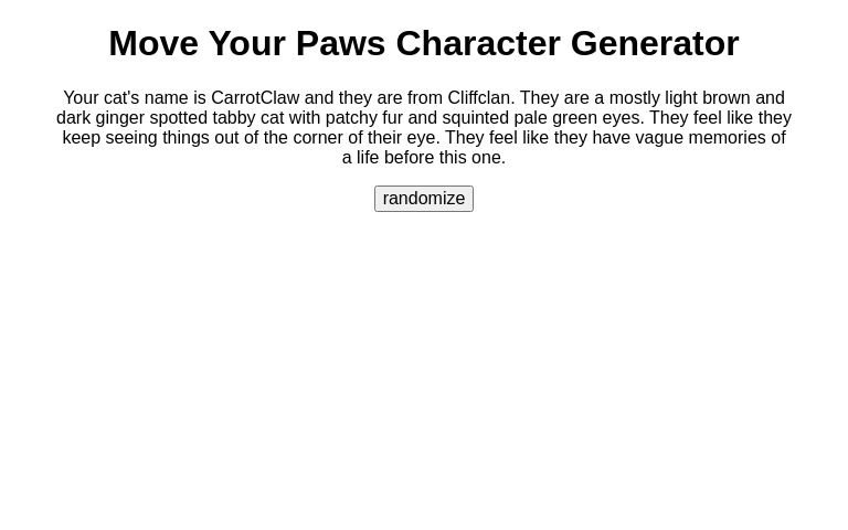 Move Your Paws Character Generator