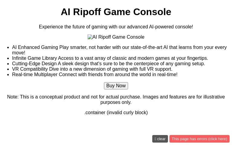 AI Ripoff Game Console ― Perchance Generator