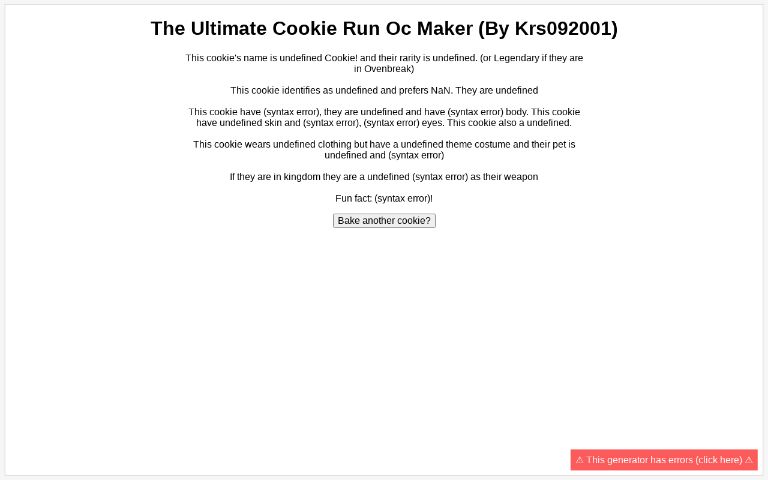 The Ultimate Cookie Run Oc Maker (By Krs092001) ― Perchance Generator