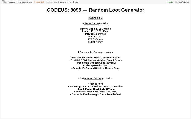 GODEUS: 8095 — Random Loot Generator