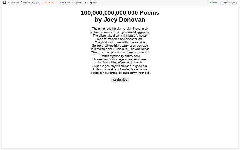 100,000,000,000,000 Poems by Joey Donovan ― Perchance Generator