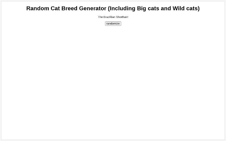 Random Cat Breed Generator (Including Big cats and Wild cats)