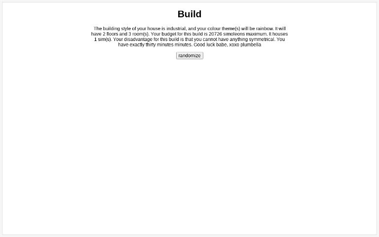 Build ― Perchance Generator