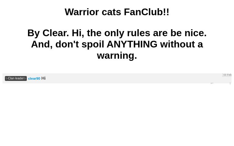 Warrior cats FanClub!! By Clear. Hi, the only rules are be nice. And ...