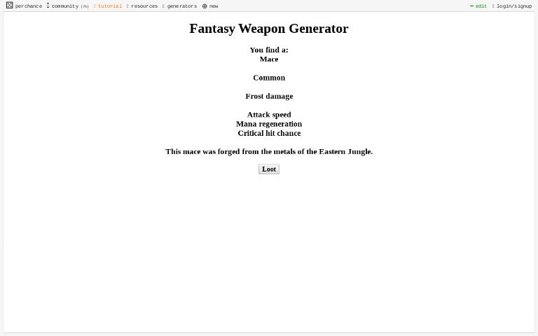 Fantasy Weapon Generator