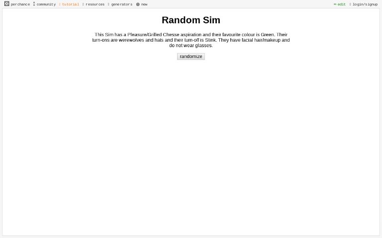Random Sim ― Perchance Generator