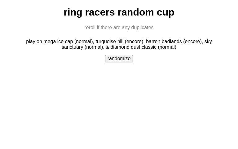 ring racers random cup ― Perchance Generator