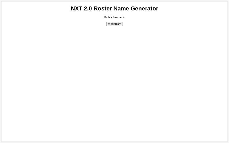 NXT 2.0 Roster Name Generator