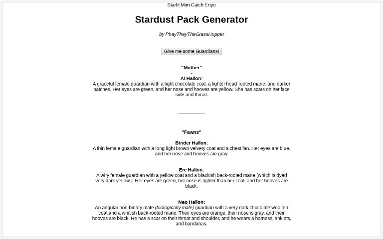 Stardust Pack Generator