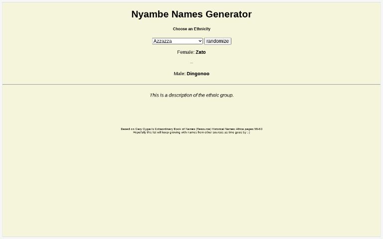 Nyambe Names Generator