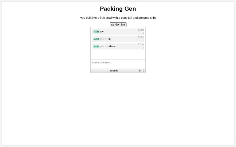 Packing Gen ― Perchance Generator