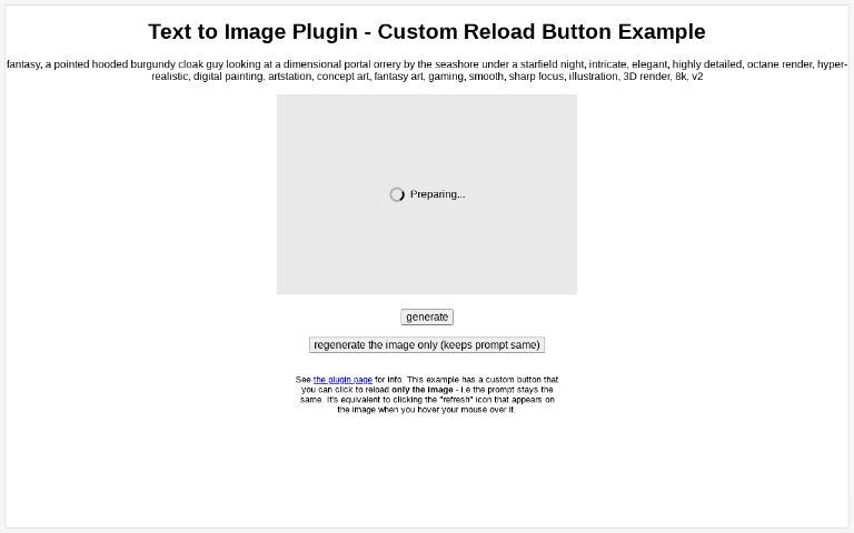 Text to Image Plugin - Custom Reload Button Example