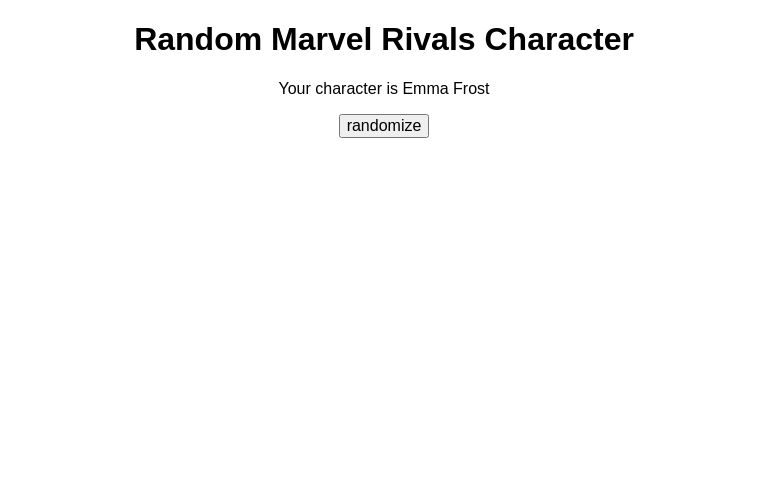 Random Marvel Rivals Character ― Perchance Generator