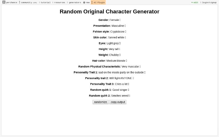 Random Original Character Generator