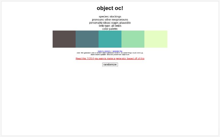 object oc! ― Perchance Generator