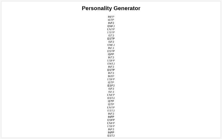 Personality Generator