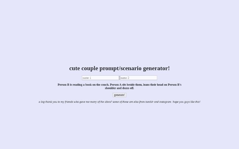 cute couple prompt/scenario generator!