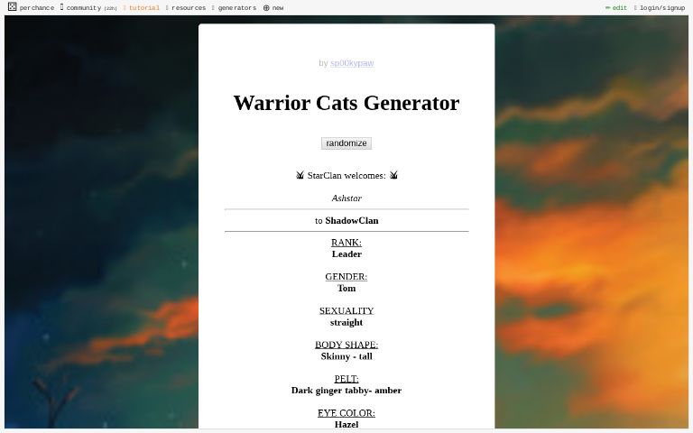 Warrior Cats Generator