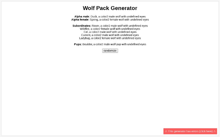 Wolf Pack Generator